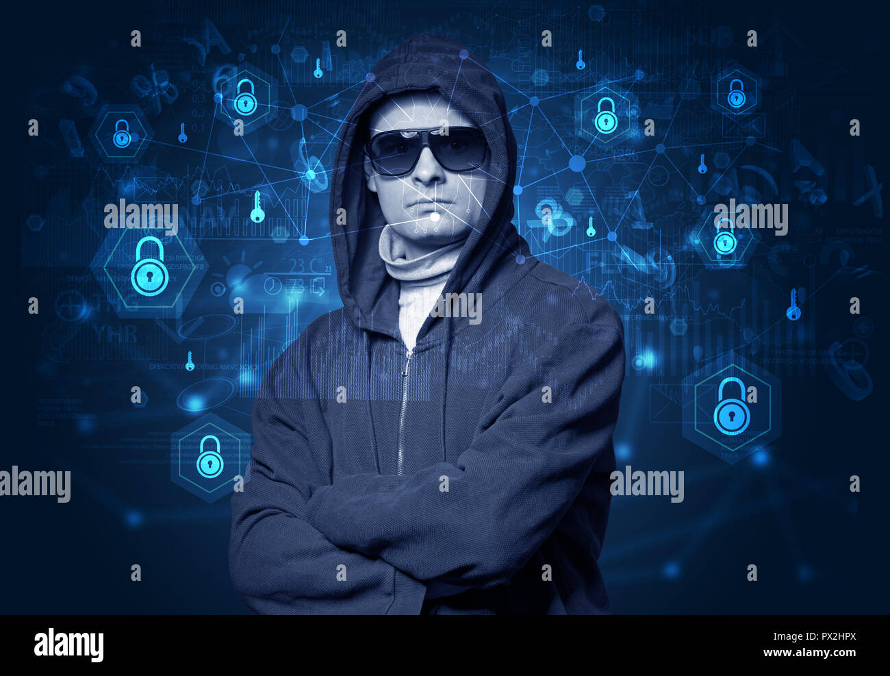 Facial security recognition concept with mesh and locks Stock Photo - Alamy