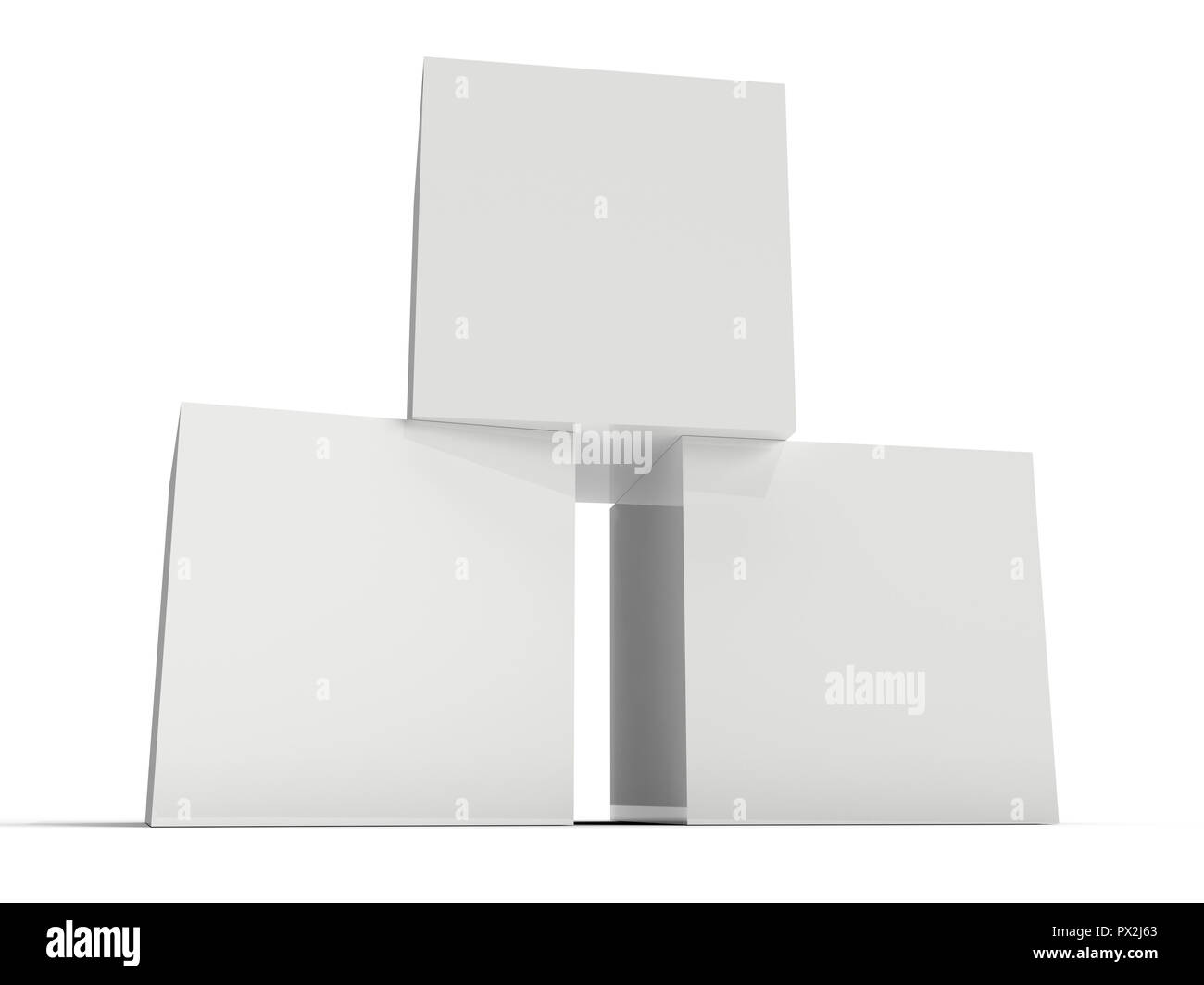 Three white boxes on white background. 3D rendering Stock Photo - Alamy