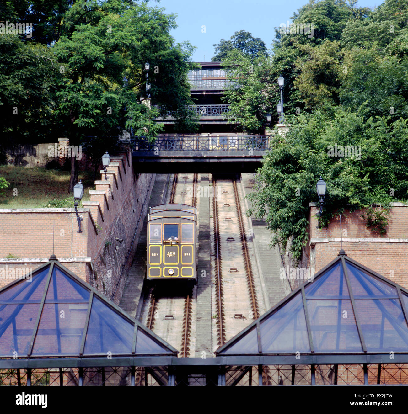 Budapest,Hungary-May 08 2015: Funicular railway also called cable car ...