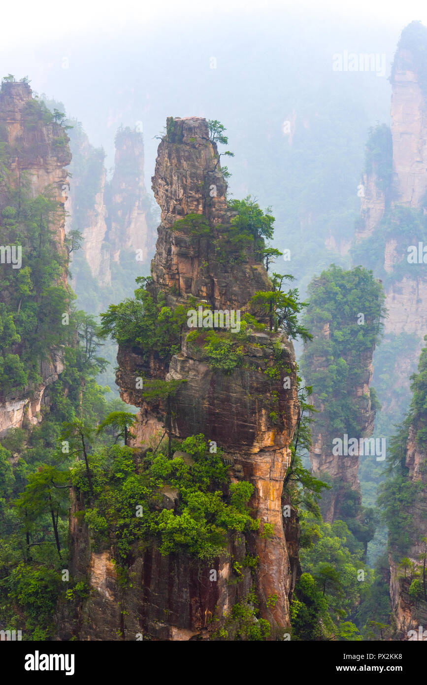 Sandstone pillars and mountains seen from a viewing platform near the ...