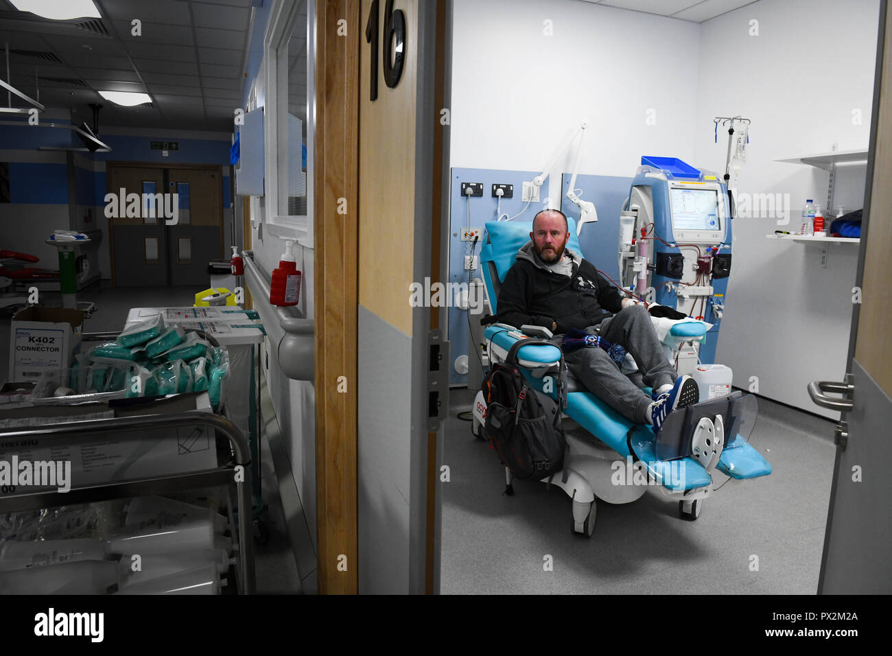 18th October 2018 Pictured is Neil Fabbeni, having dialysis treatment ...