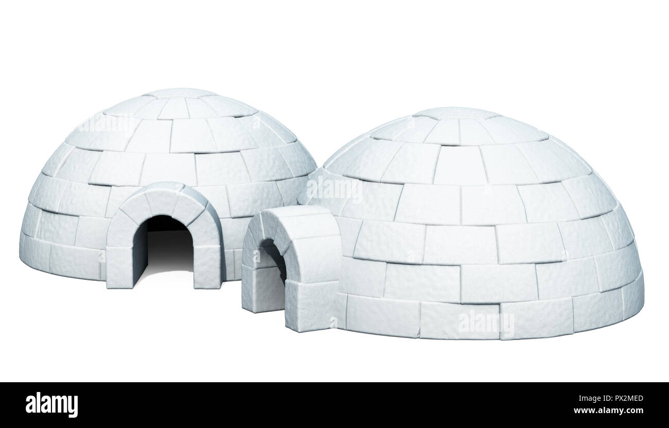 Two Igloos, 3D rendering isolated on white background Stock Photo - Alamy