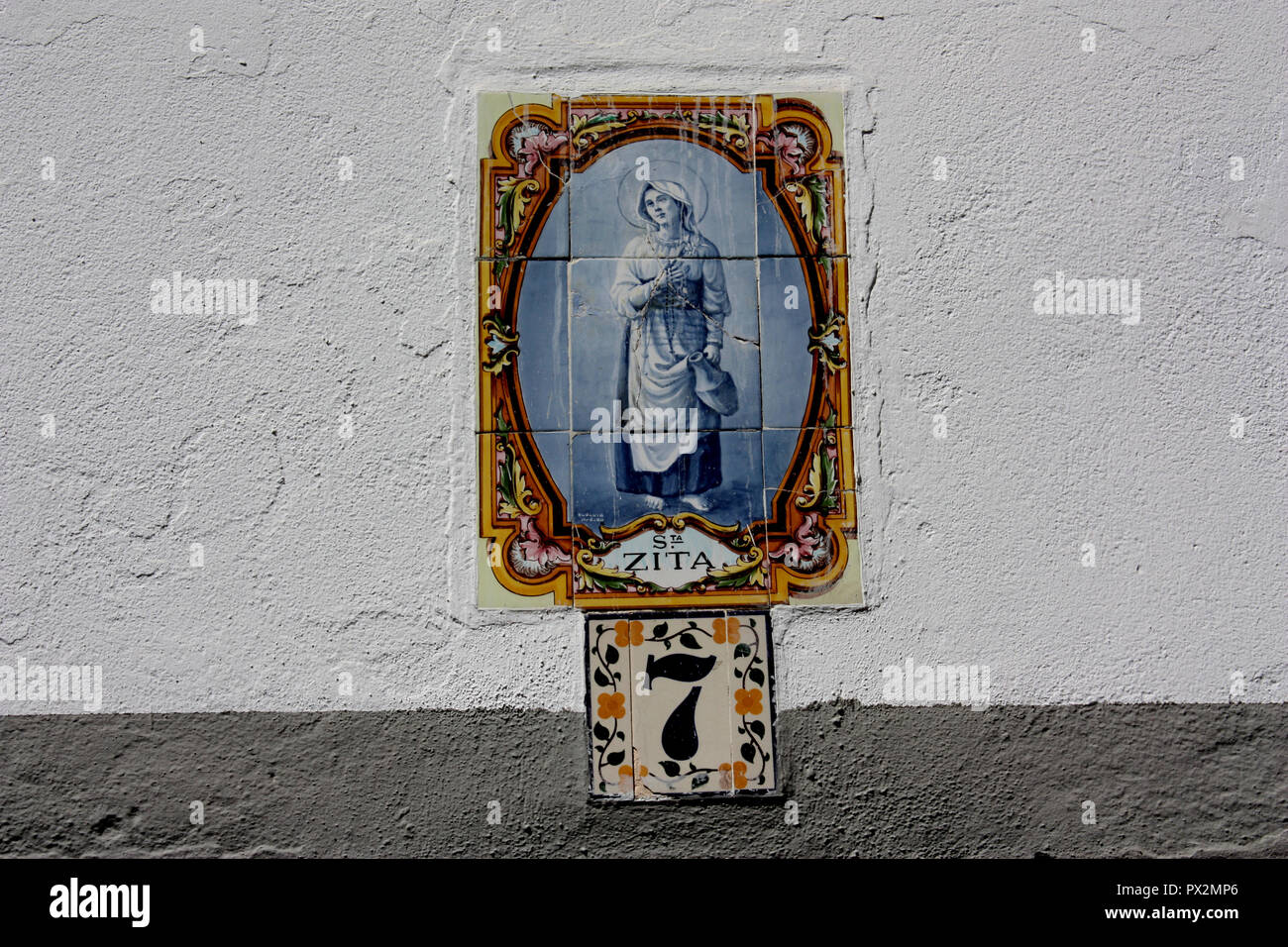 Street signs made from tiles in Evora, Portugal Stock Photo - Alamy