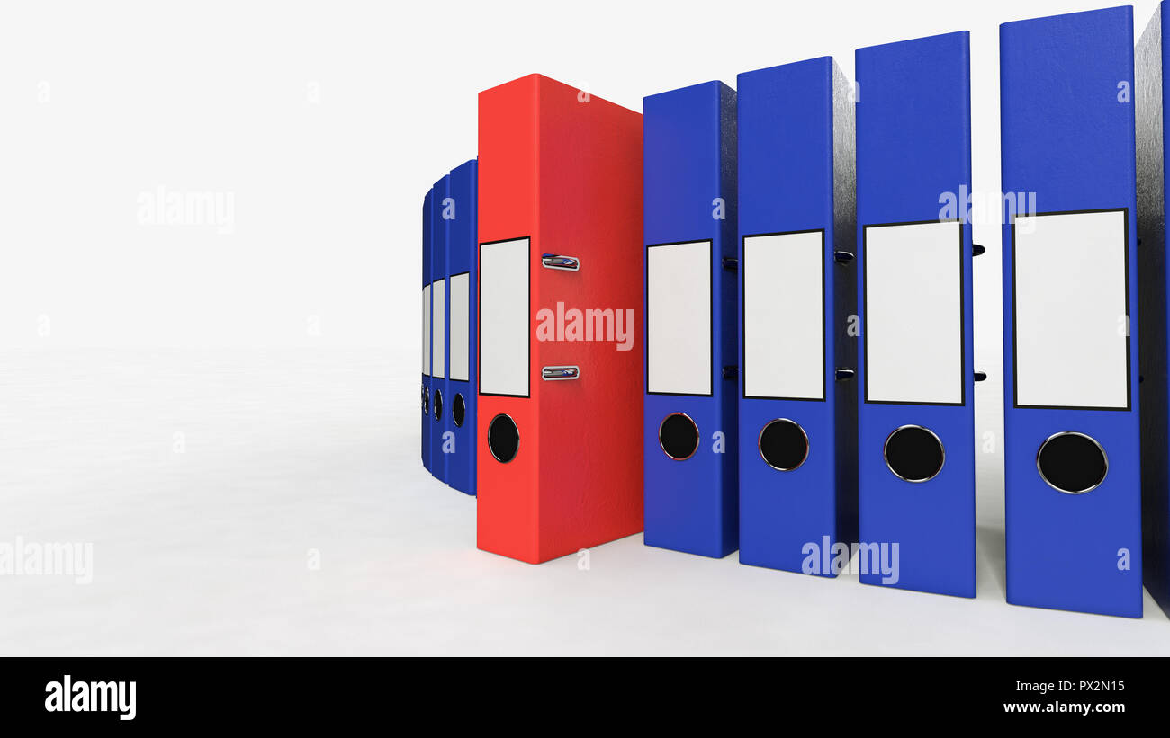 File folders in a row against isolated background (3d rendering Stock ...