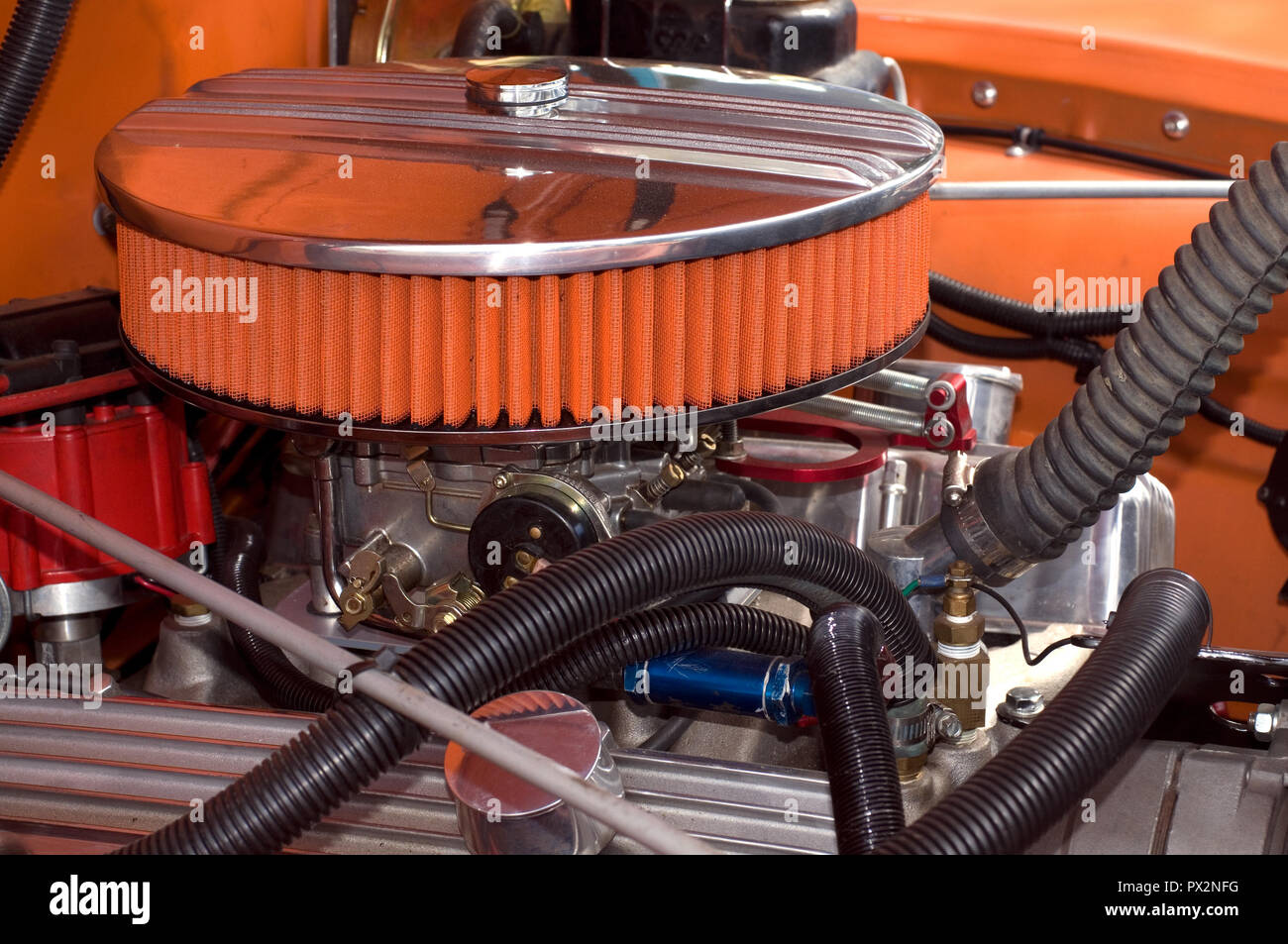 Orange High Performance Modified Automobile Engine Horizontal Stock ...