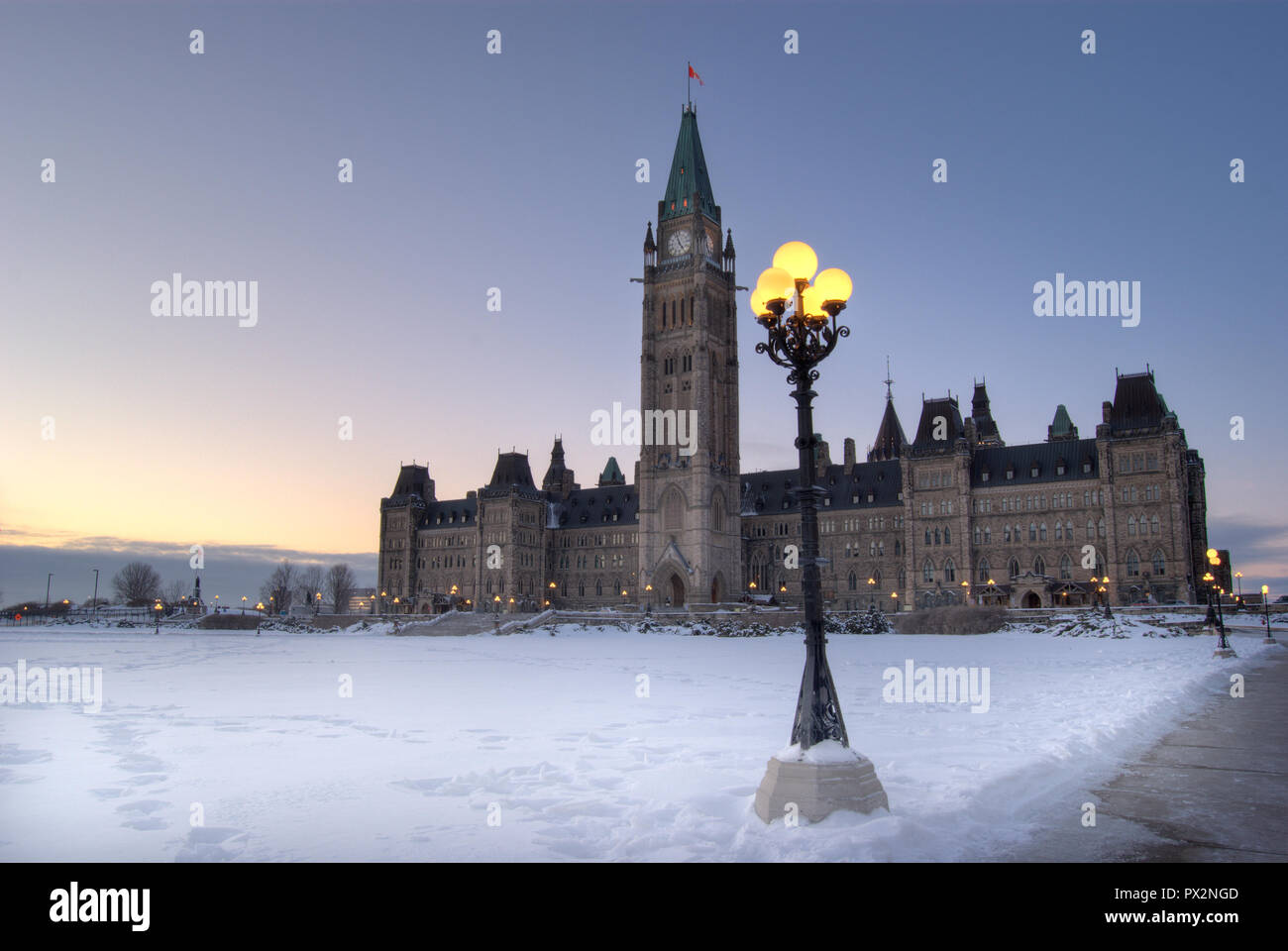 Canadian Parliament Building in Winter Viewed from the Front Horizontal ...