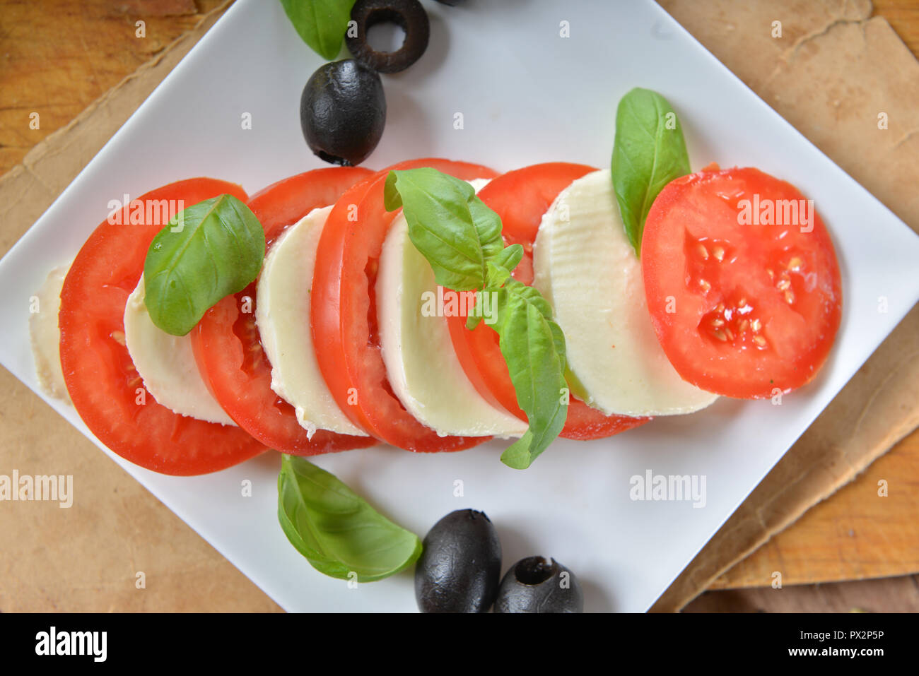 Classic Caprese Salad with Mozzarella Cheese, Tomatoes and Basil Stock ...