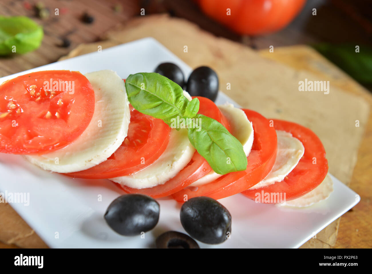 Classic Caprese Salad with Mozzarella Cheese, Tomatoes and Basil Stock ...