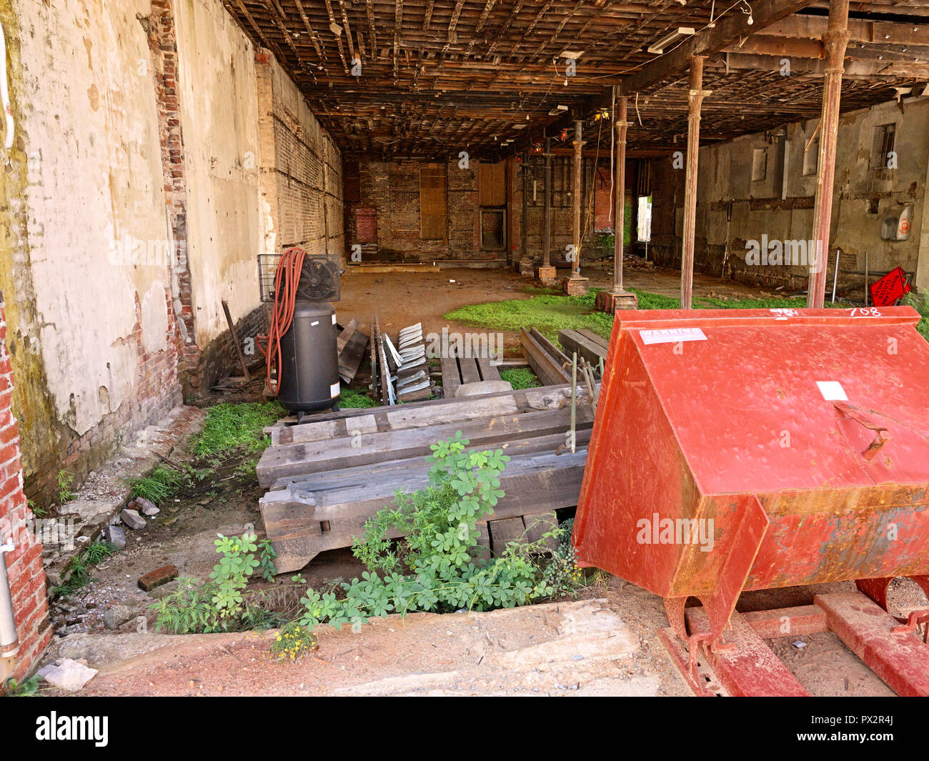 Interior of downtown urban construction, renovation or remodeling of ...