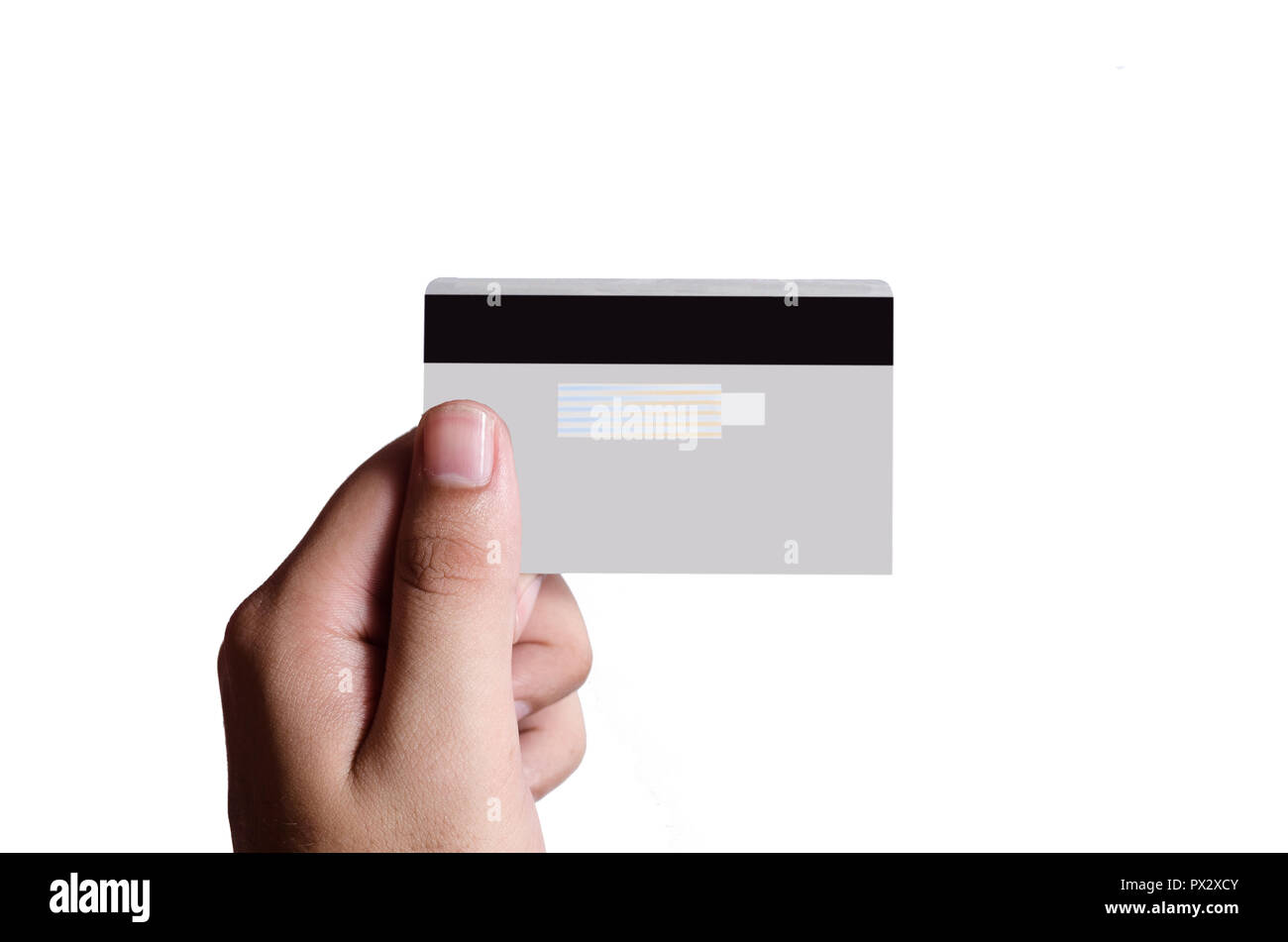 concept of online purchase, credit card held by a man's hand, facing ...