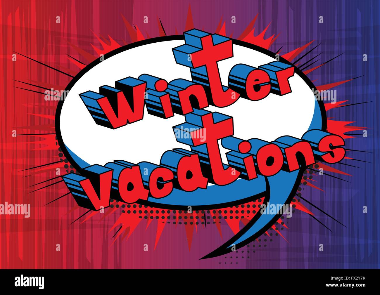 Winter Vacation - Vector illustrated comic book style phrase Stock ...