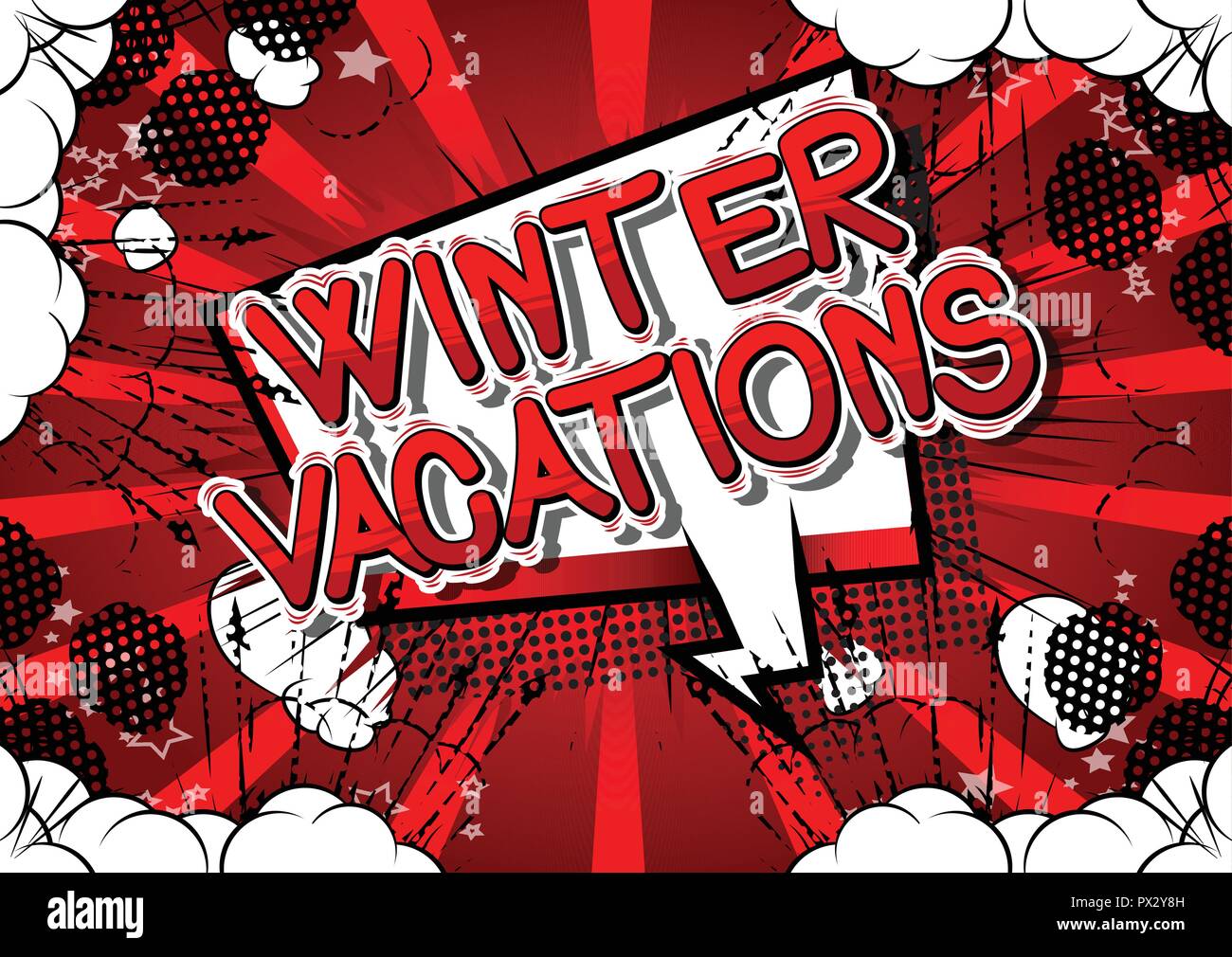 Winter Vacation - Vector illustrated comic book style phrase Stock ...