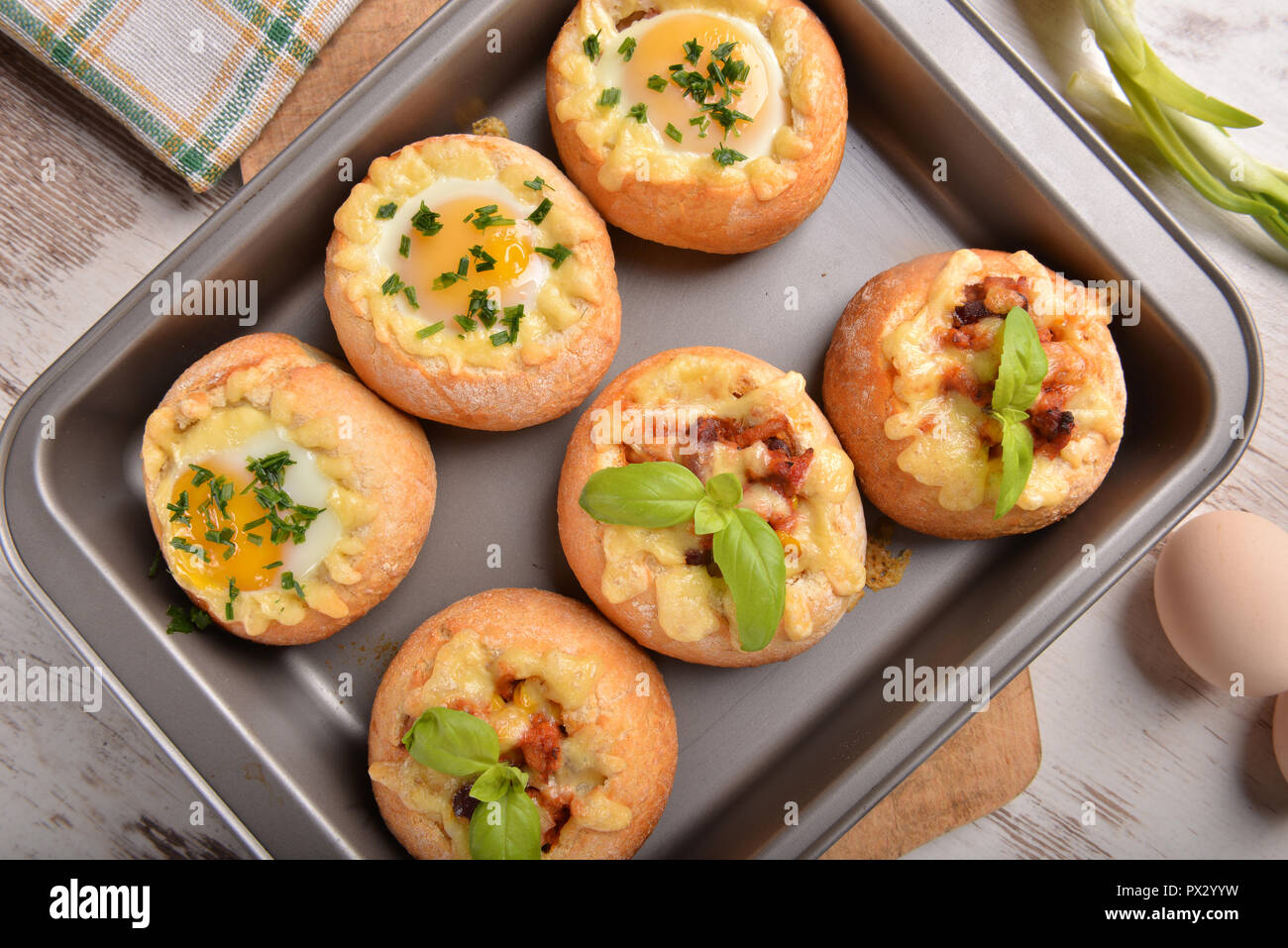 Roasted stuffed buns Stock Photo - Alamy