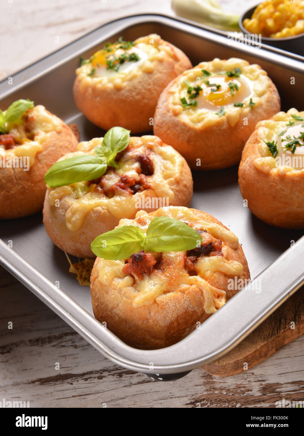 Roasted stuffed buns Stock Photo - Alamy