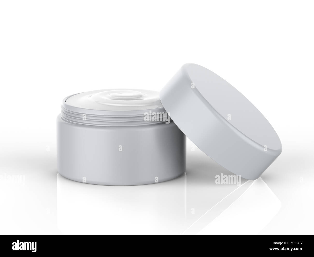 3d rendering cosmetic cream in open pot Stock Photo - Alamy