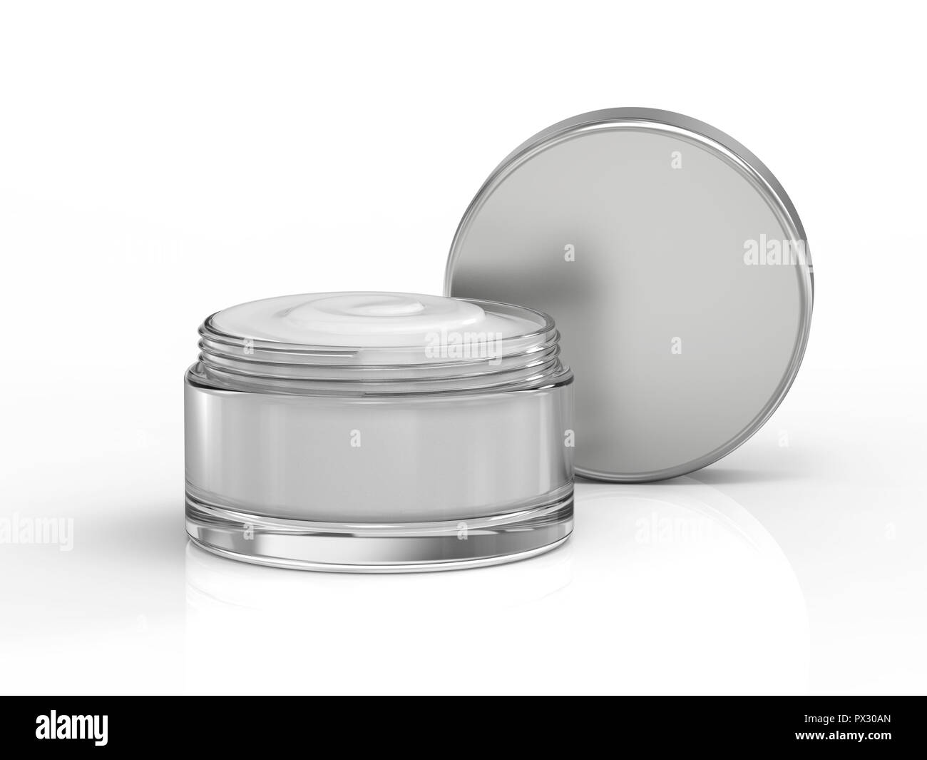 3d rendering cosmetic cream in open pot Stock Photo - Alamy