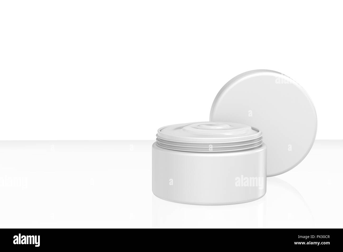 3d rendering cosmetic cream in open pot Stock Photo - Alamy