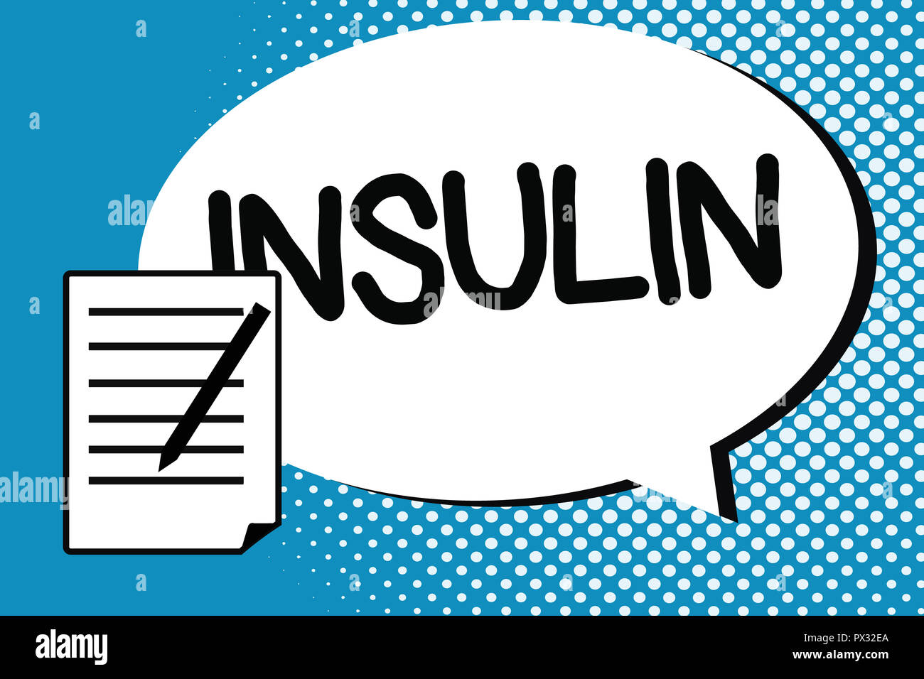Handwriting text writing Insulin. Concept meaning Protein pancreatic ...
