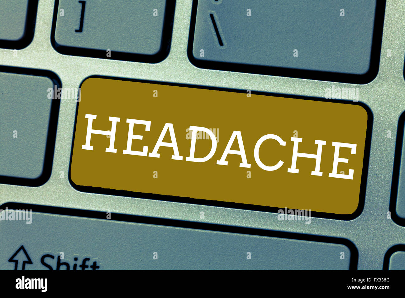 Handwriting text Headache. Concept meaning Continuous pain in the head ...