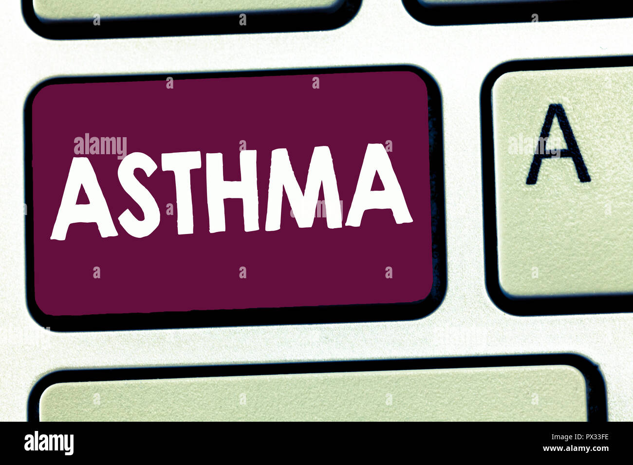 Text sign showing Asthma. Conceptual photo Respiratory condition marked ...