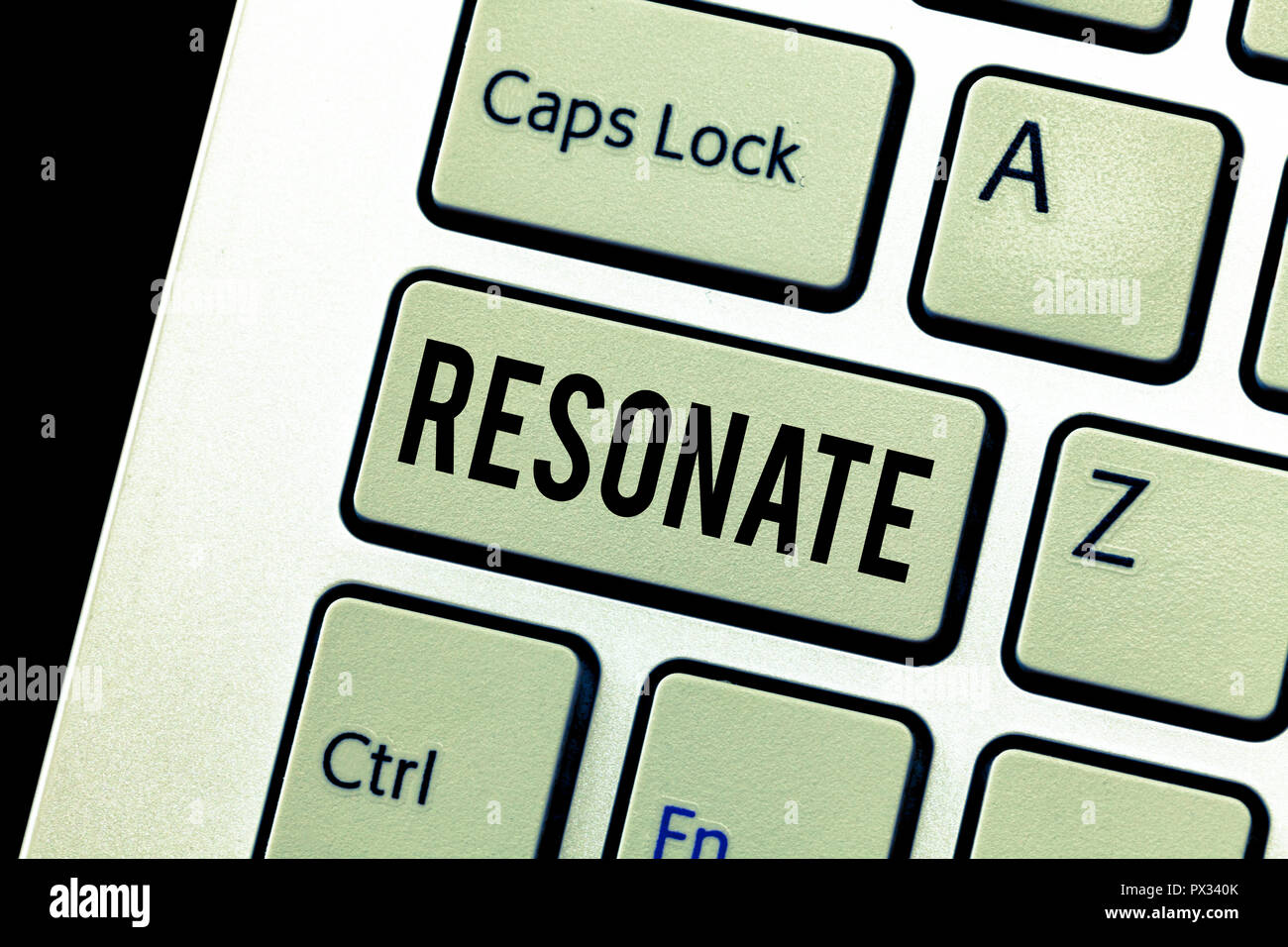 Handwriting text Resonate. Concept meaning produce or be filled with ...