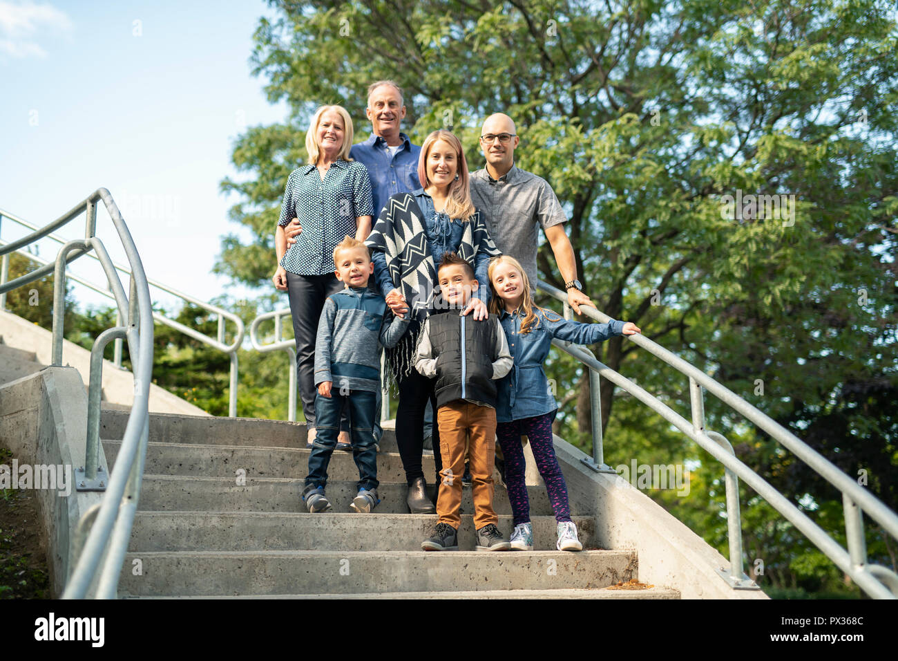 A nice multi generation family portrait outside Stock Photo - Alamy