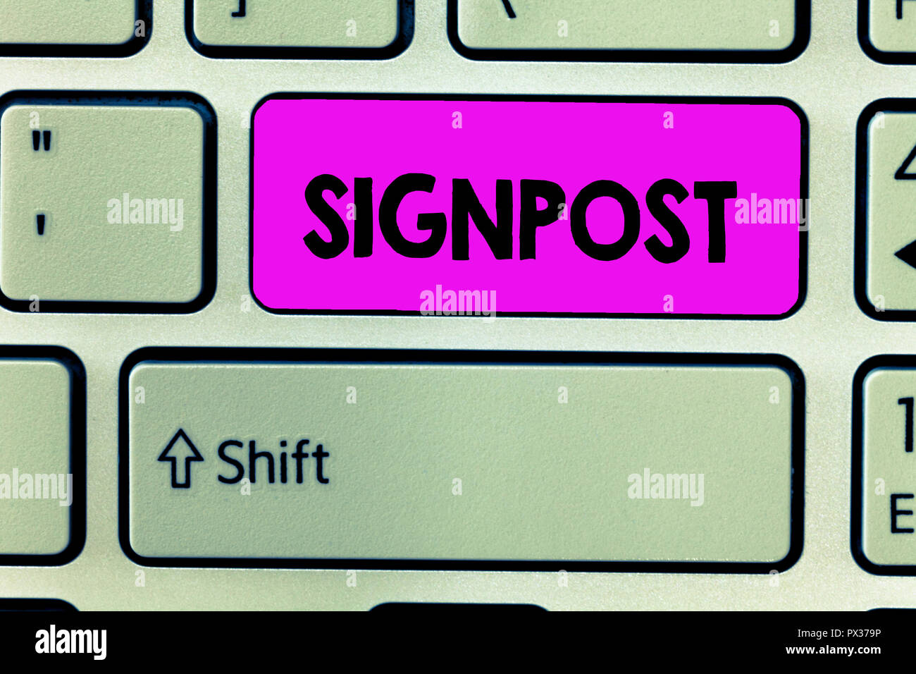 Handwriting text Signpost. Concept meaning sign giving information such ...