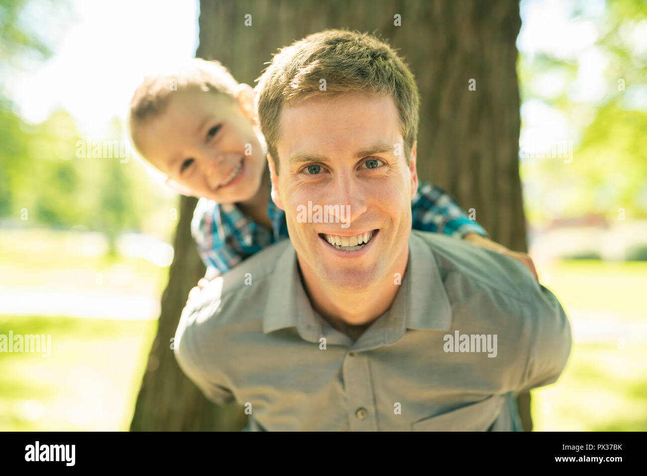 Father and son outside red hi-res stock photography and images - Alamy