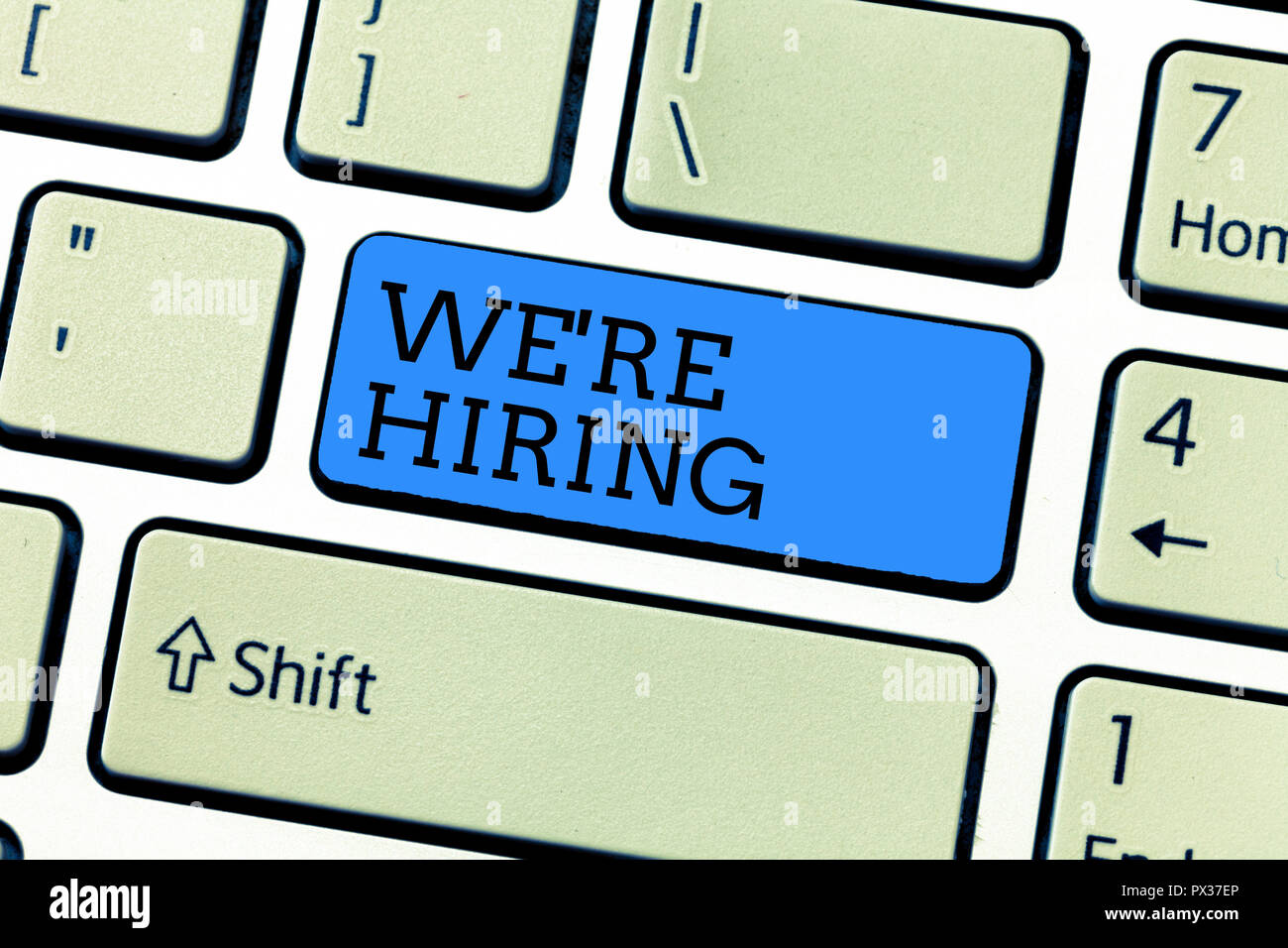 Handwriting text writing We re are hiring. Concept meaning Job vacancy ...