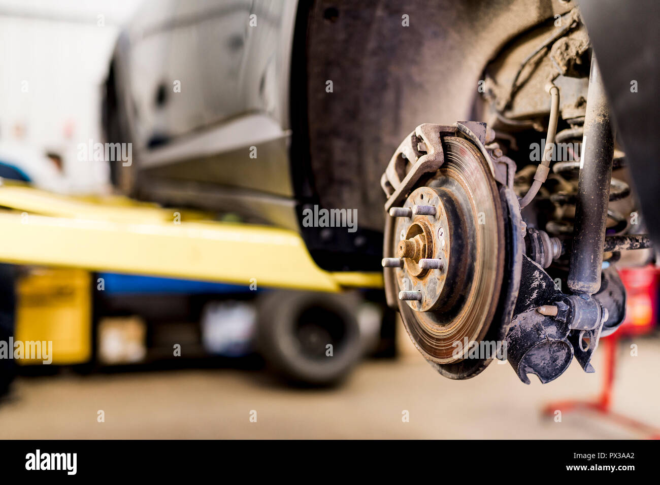 Detail image of car's break assembly after repair Stock Photo - Alamy