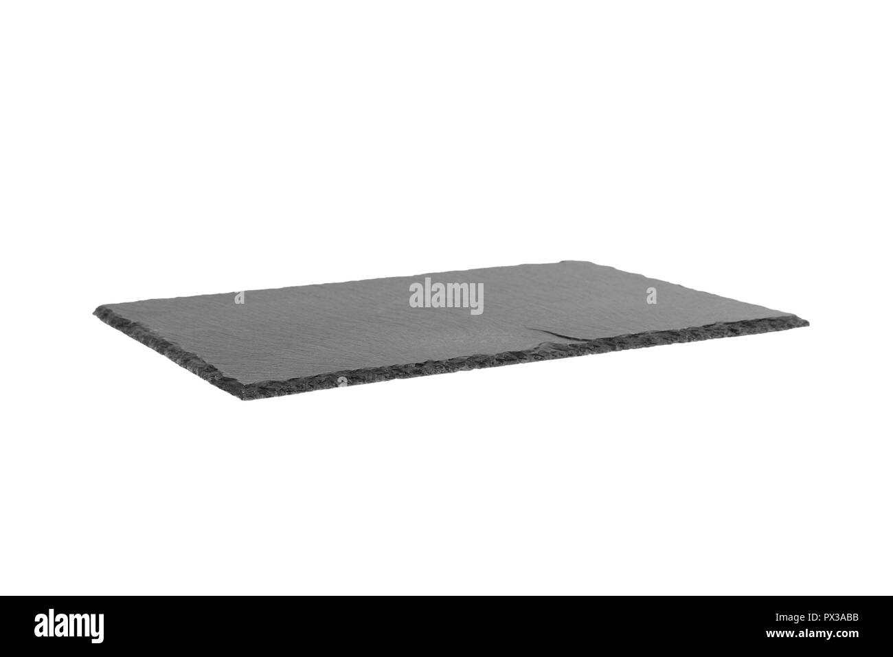 Empty black slate plate isolated on white background. slate board ...