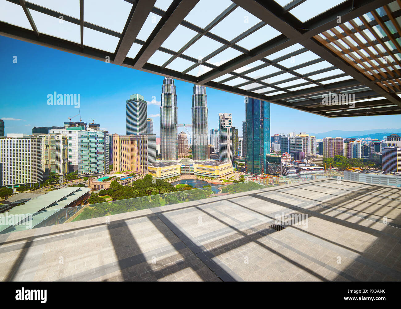 Balcony view with modern cityscape skyline Stock Photo - Alamy