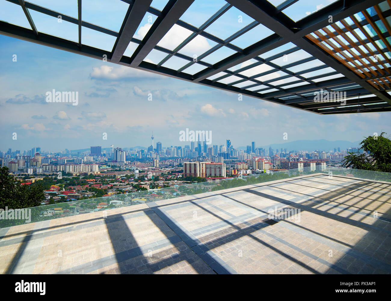 Balcony view with modern cityscape skyline Stock Photo - Alamy