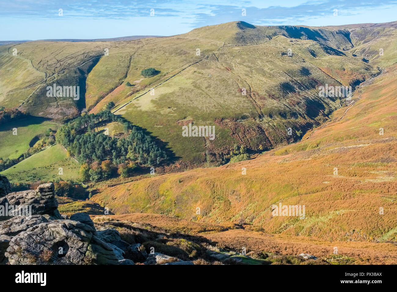 Grindslow Knoll and Grindsbrook Clough from Ringing Roger on Kinder ...
