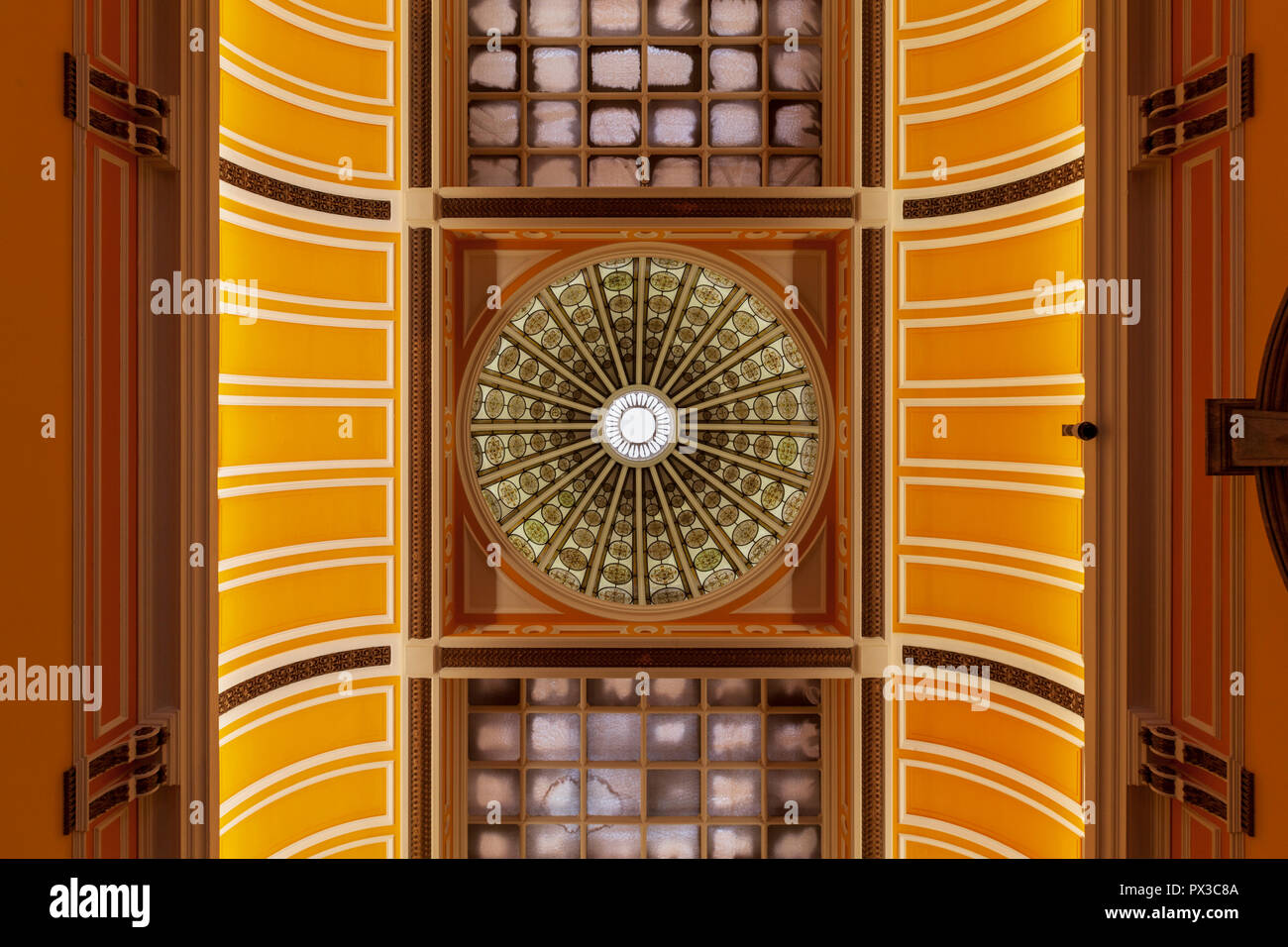 The decorated ceiling of one of the galleries at Birmingham Museum and ...