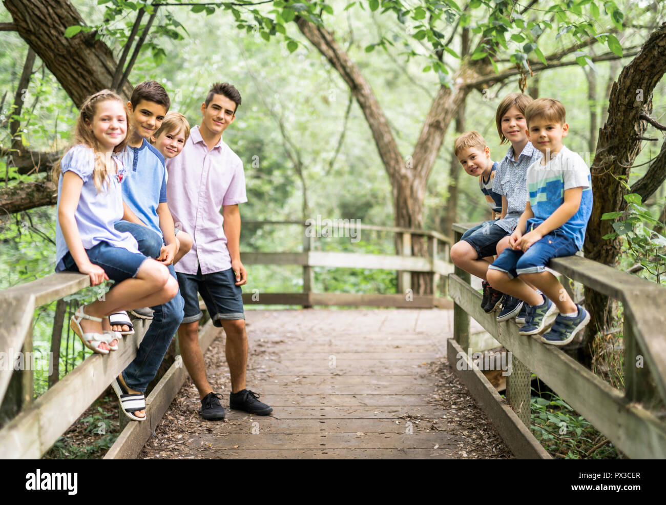 Children in the forest hi-res stock photography and images - Alamy