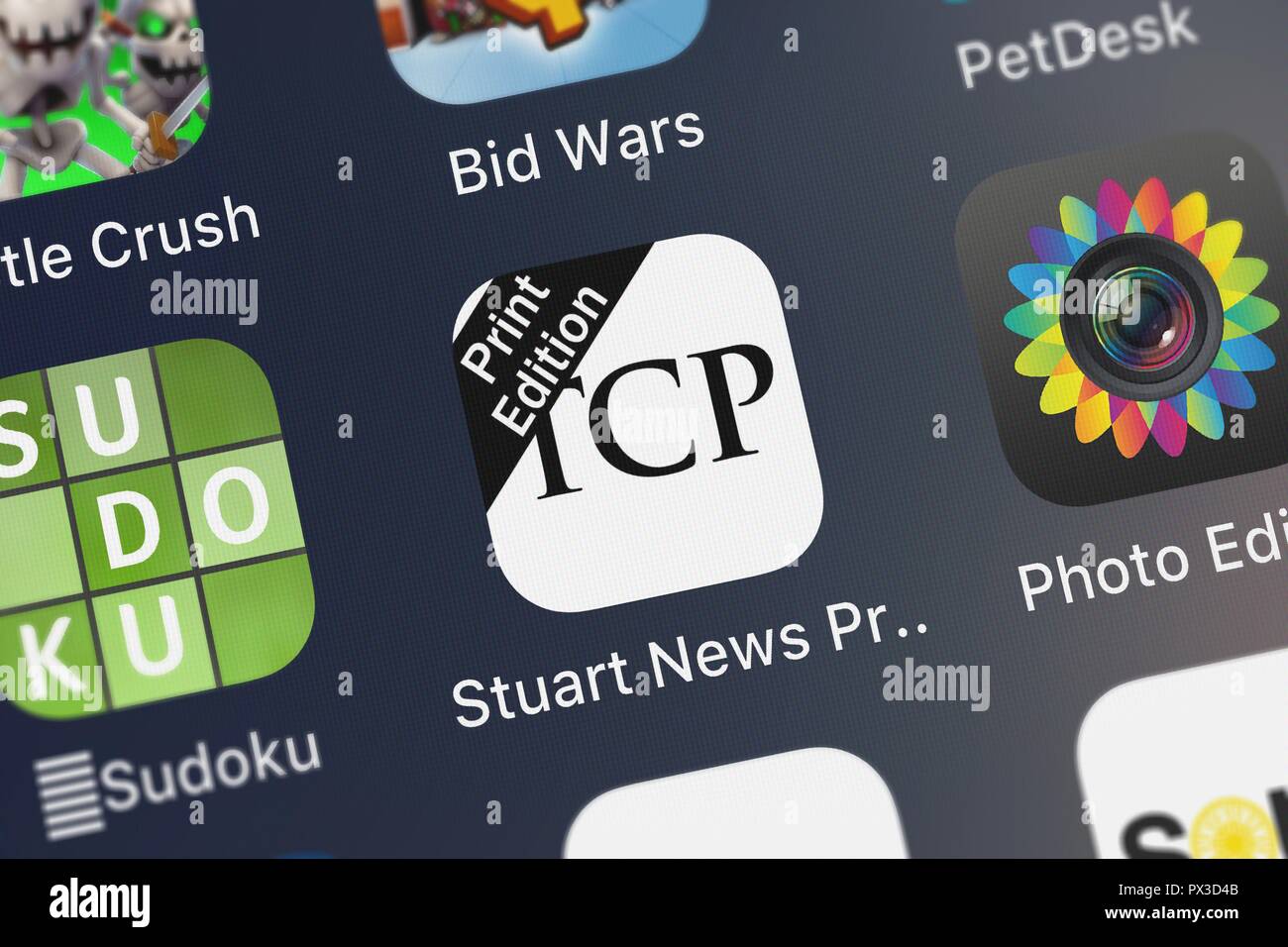 London, United Kingdom - October 19, 2018: Screenshot of Gannett's ...