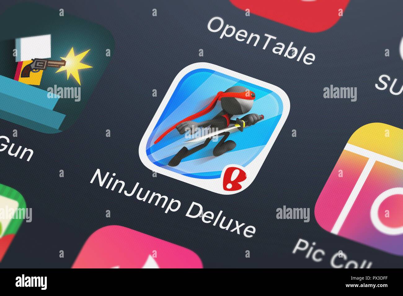 London, United Kingdom - October 19, 2018: Close-up of the NinJump ...