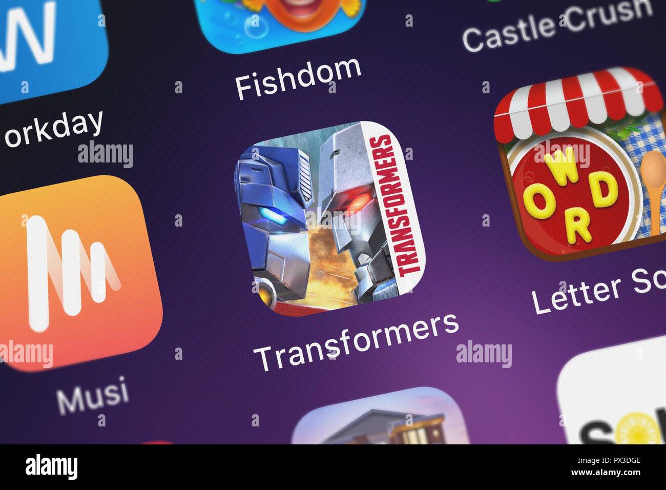 London, United Kingdom - October 19, 2018: Close-up of the Transformers ...