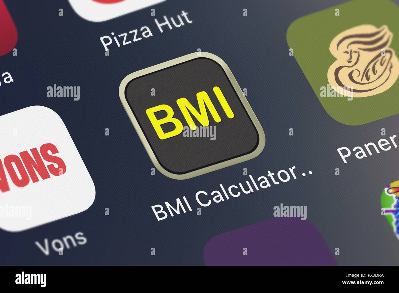 London, United Kingdom - October 19, 2018: Close-up of the BMI ...