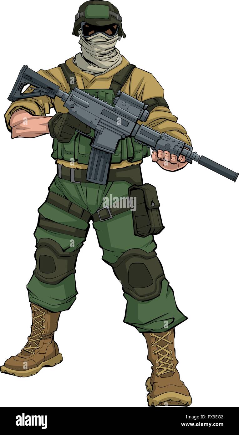 Soldier machine gun on military Stock Vector Images - Alamy