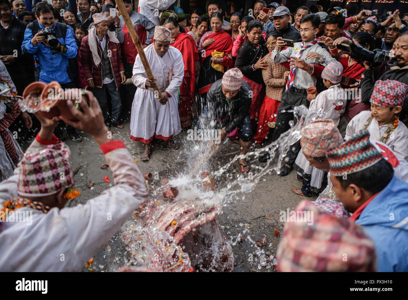 Hindu Priests perform a ritual at Bramahini temple during tenth day of ...
