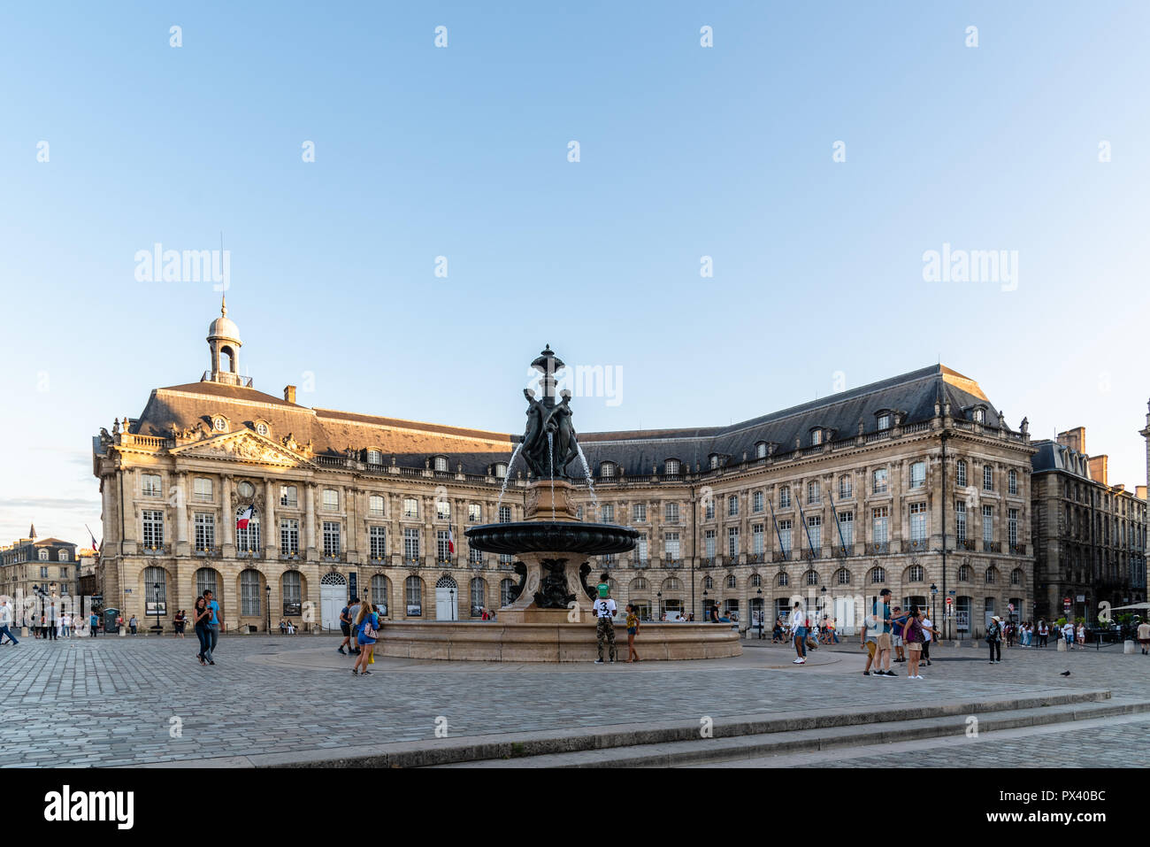 Bordeaux, France - July 22, 2018: Place de la Bourse. This square is ...