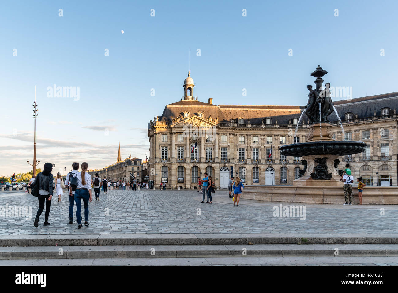 Bordeaux, France - July 22, 2018: Place de la Bourse. This square is ...