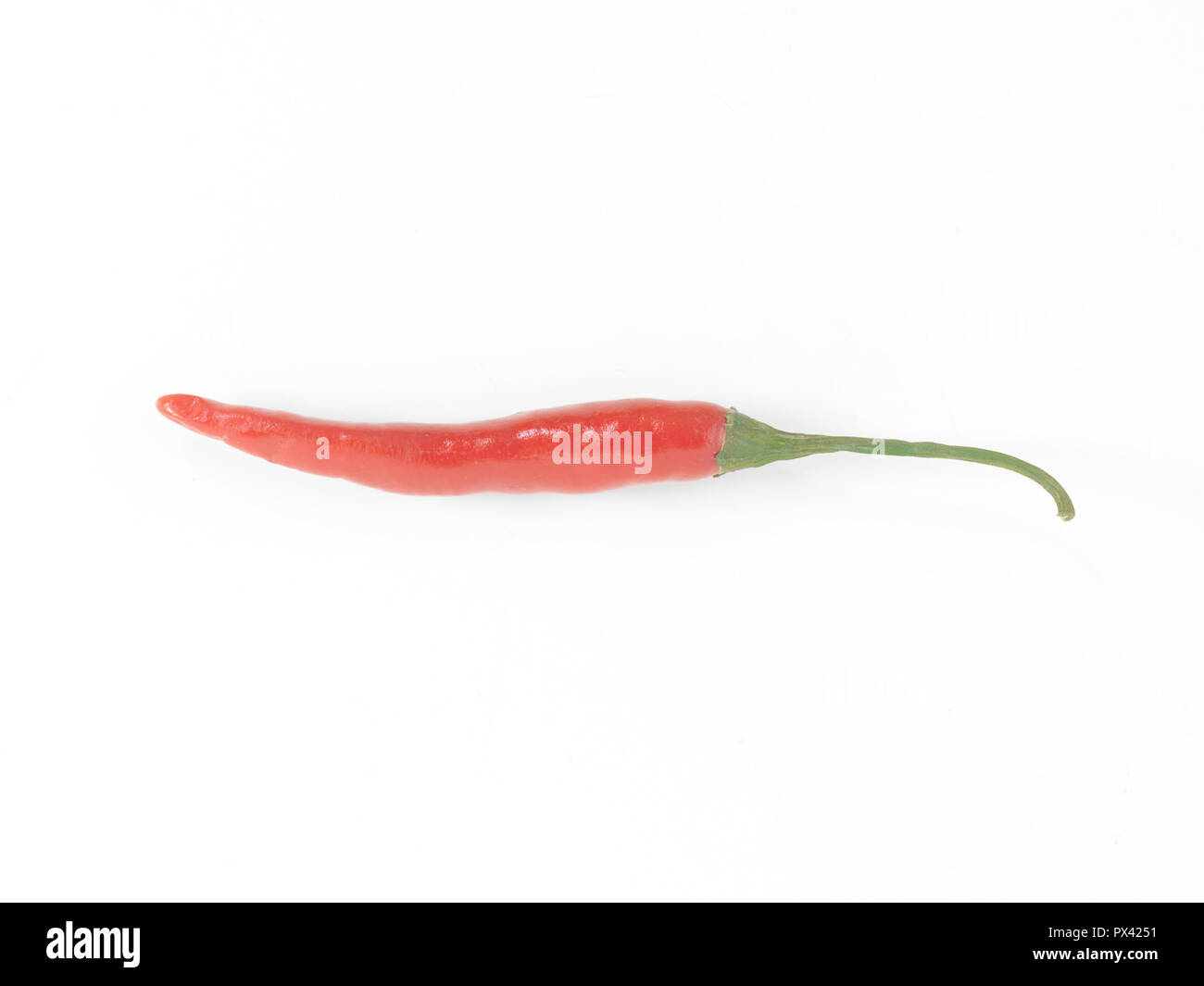 a small red birds eye chilli on a white background Stock Photo - Alamy