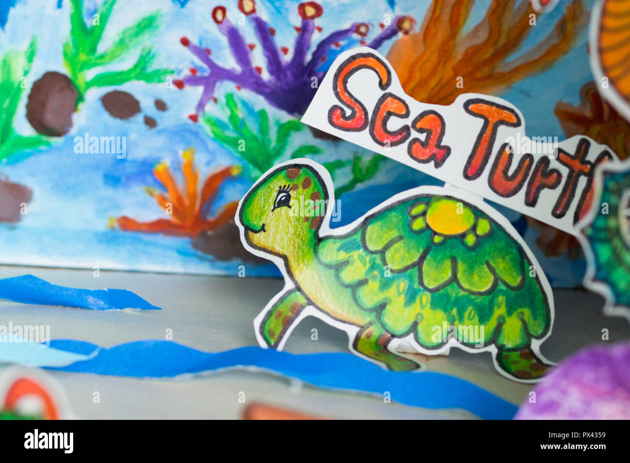 paper art sea turtle Stock Photo - Alamy