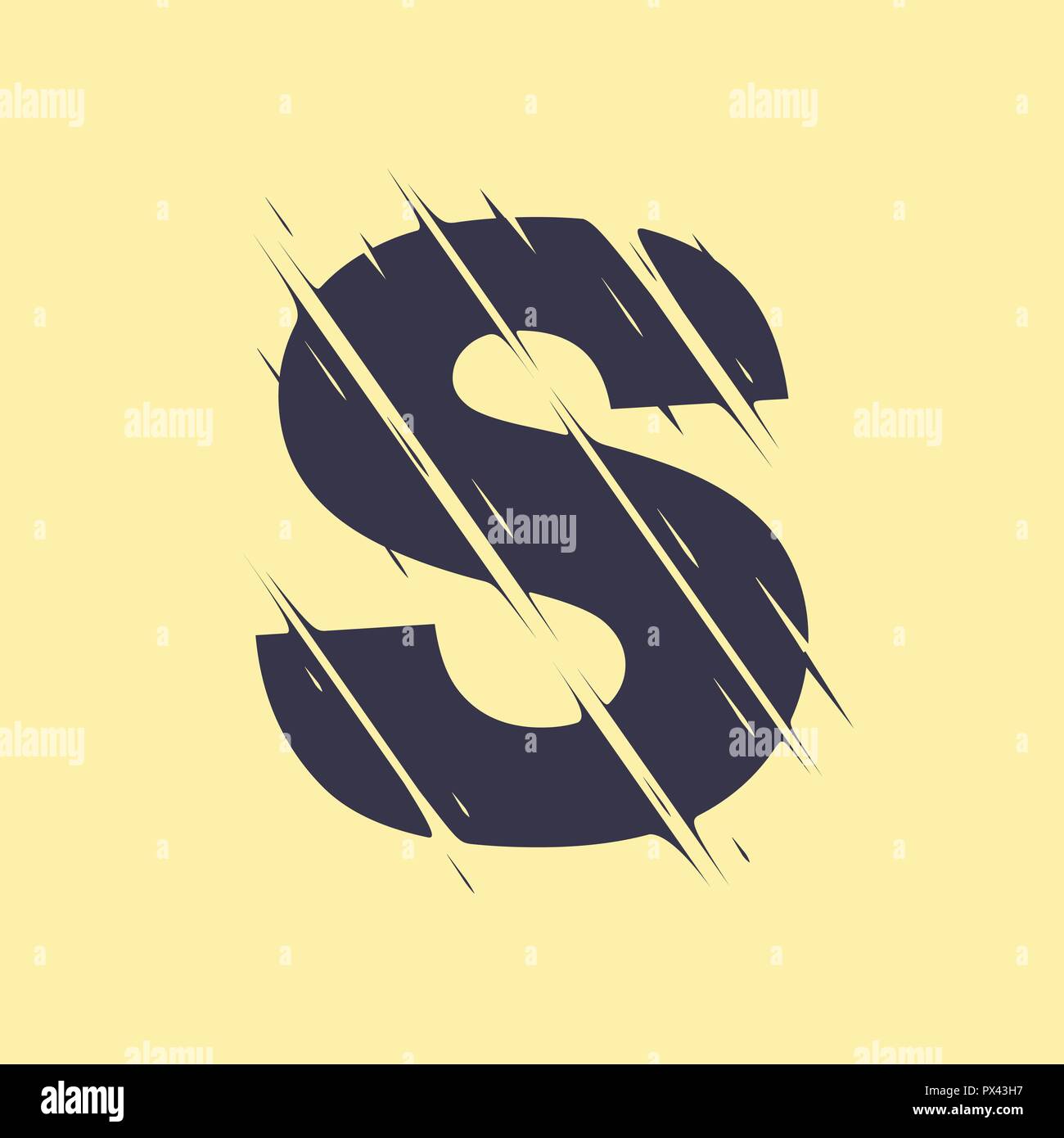 Scribble letter S isolated on yellow background. Adjustment possibility ...