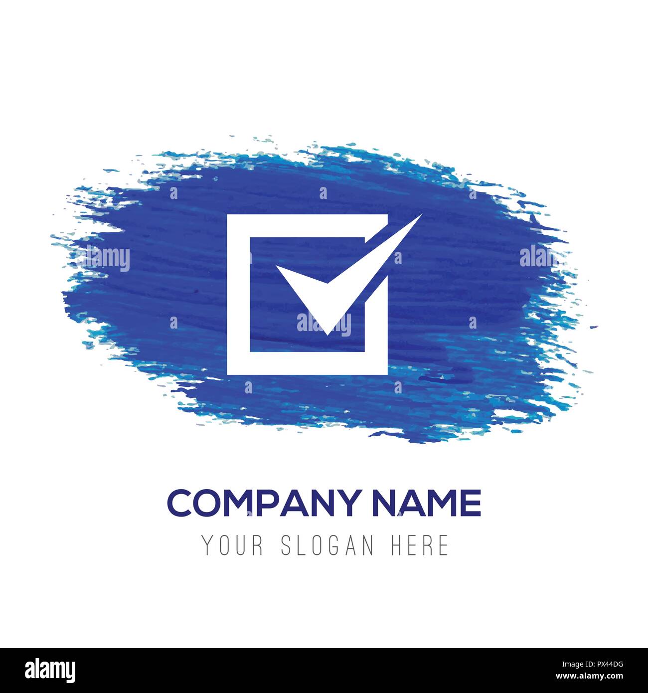 Tick icon - Blue watercolor background Stock Vector Image & Art - Alamy
