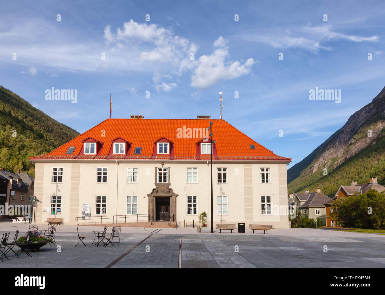 RJUKAN, NORWAY - JULY 14, 2018: Historic building with Apotek (Pharmacy ...