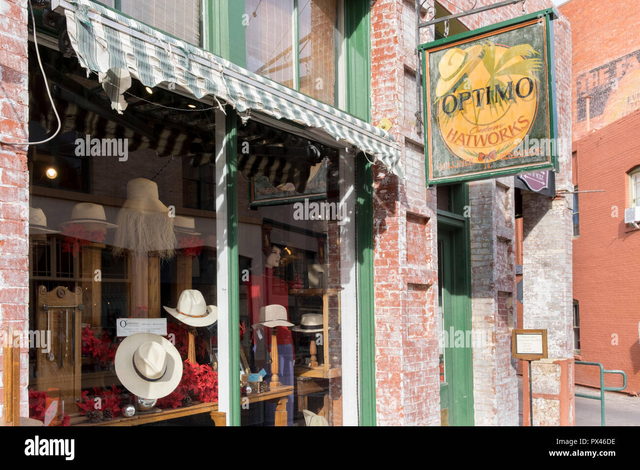 Hat store window display, Bisbee, Arizona, USA Stock Photo - Alamy